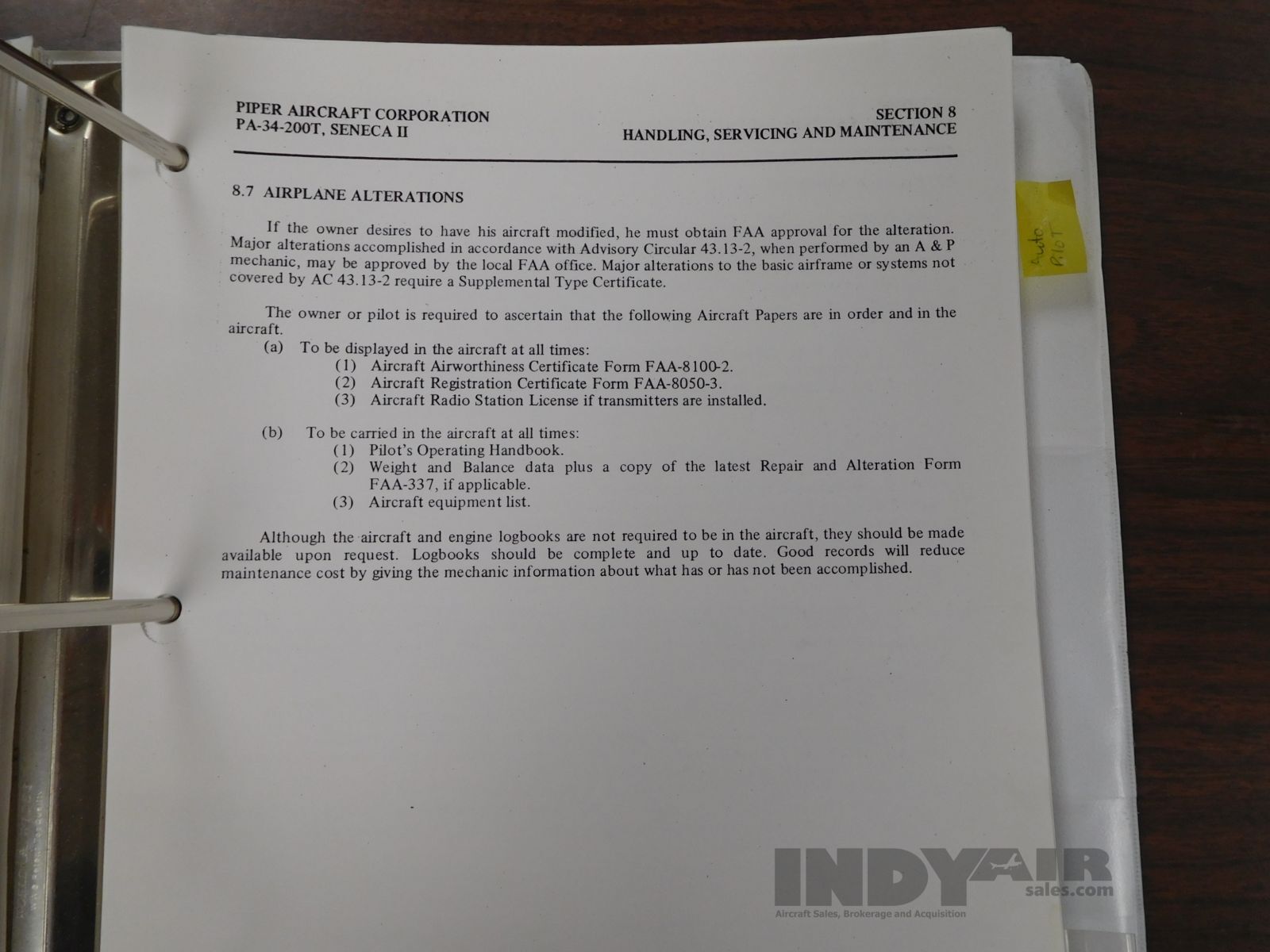 Piper Seneca II - N93JN - Aircraft For Sale - Indy Air Sales